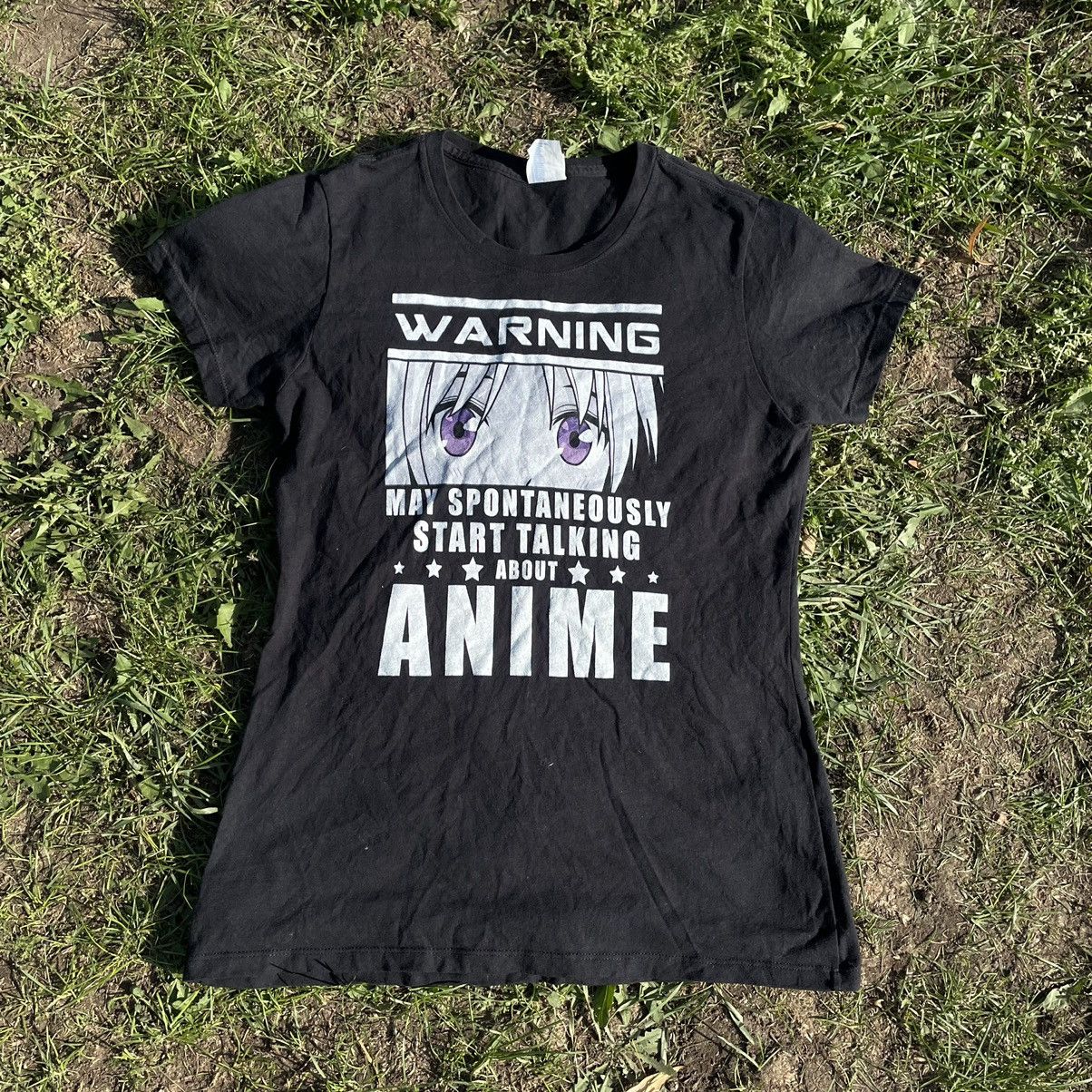 Vintage Vintage Y2K Warning Anime Tee Face Humor Film Art Print Band ...