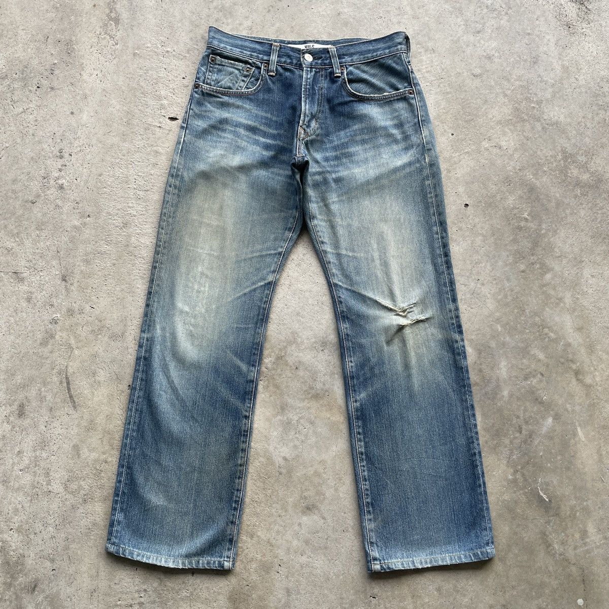 Distressed Denim Vintage Edwin XV-S Faded Distressed Denim Jeans Pants ...