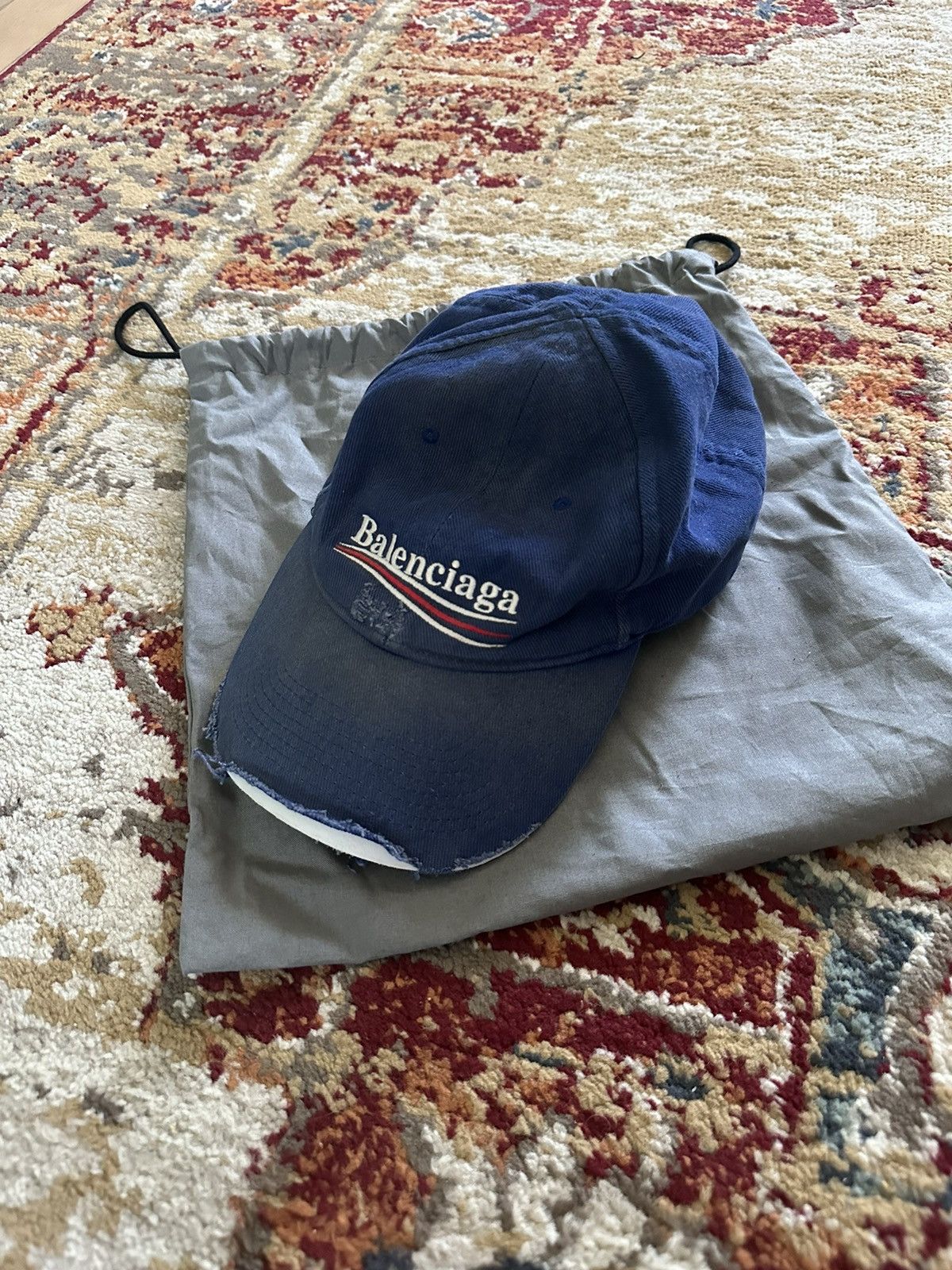 Balenciaga Balenciaga destroyed distressed navy cap campaign logo | Grailed