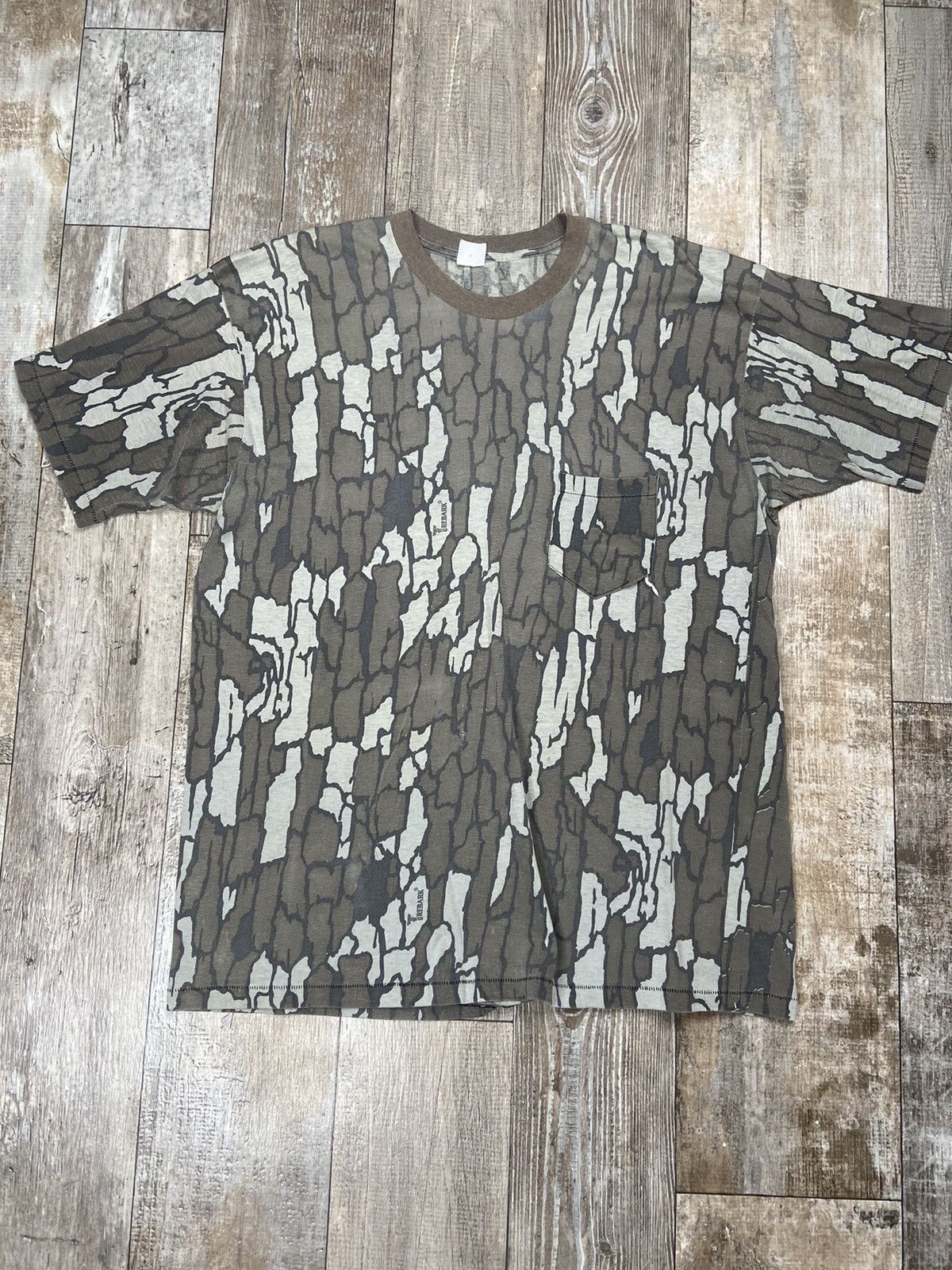 Vintage Crazy Vintage Tree Bark Paper Thin Faded Camo T-Shirt USA | Grailed