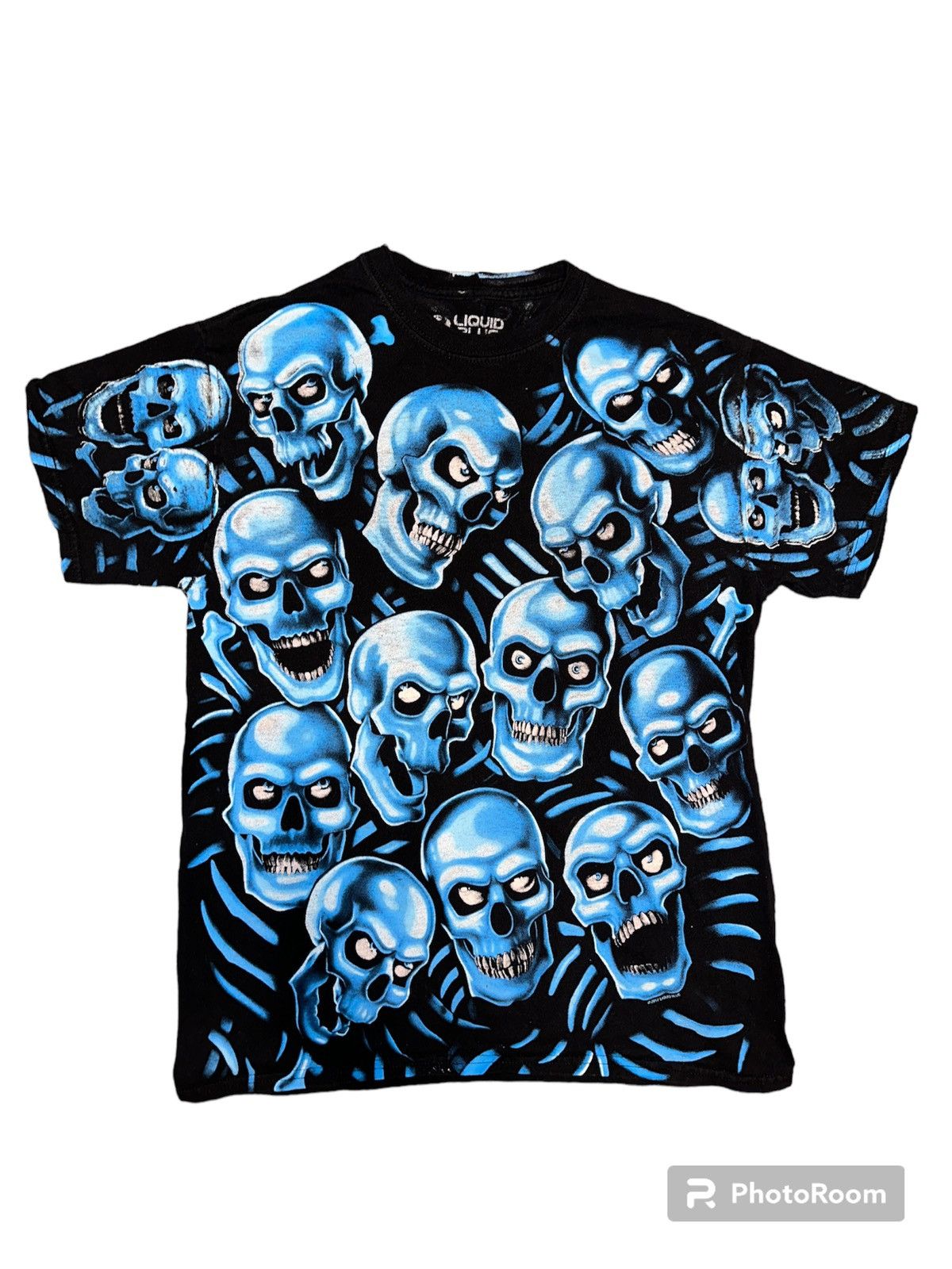 Vintage Liquid Blue Skulls Tee | Grailed