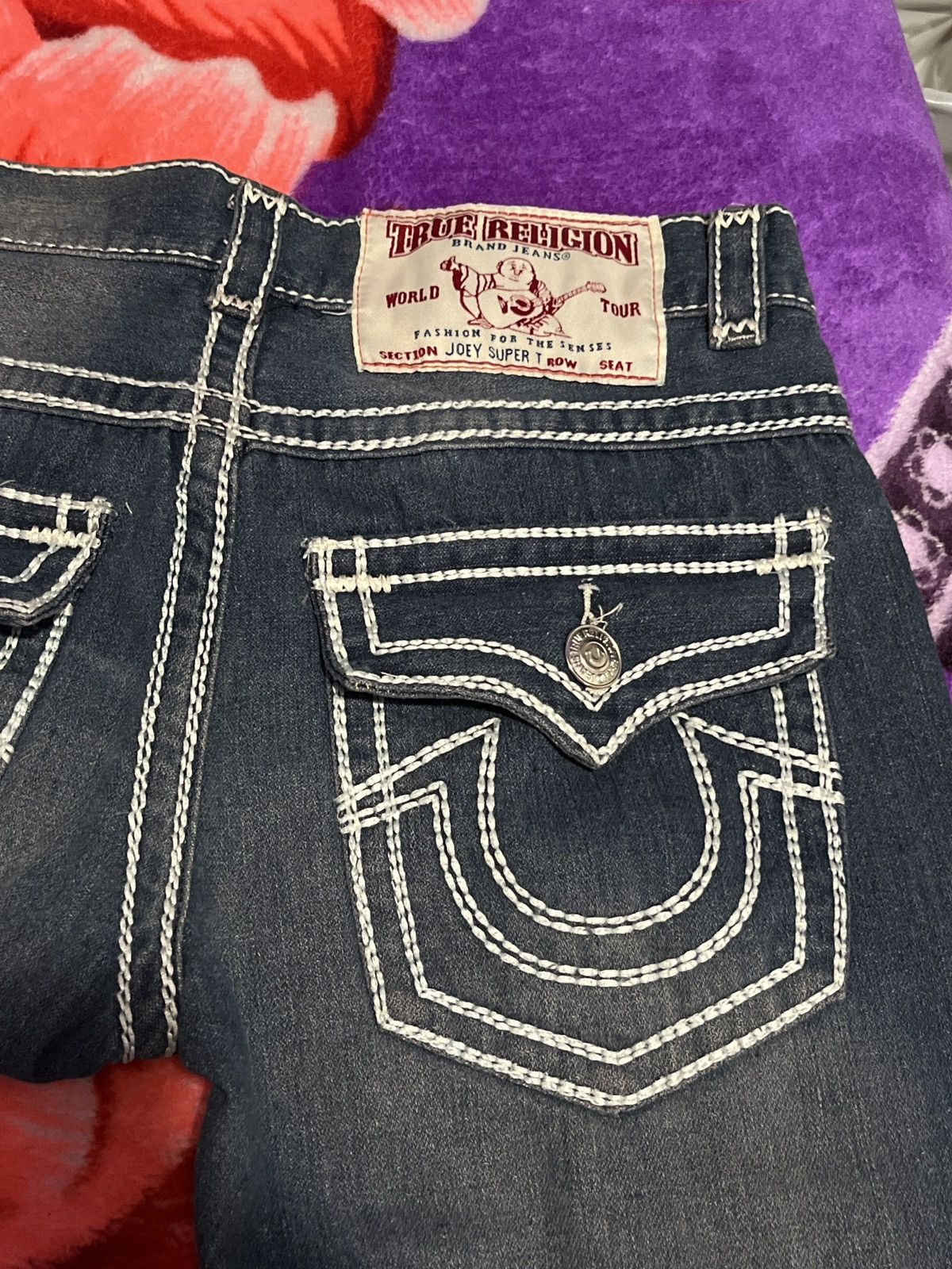 True Religion × Vintage Heavy white stitch true religion jeans | Grailed