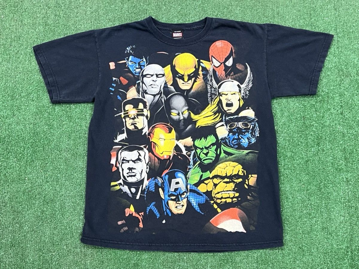 Vintage Y2k Marvel Superheroes Big Print Tee | Grailed
