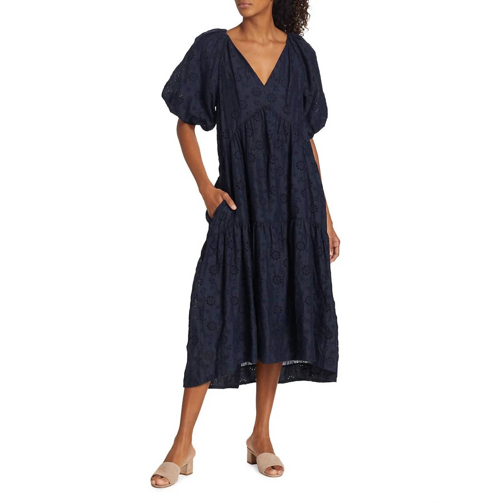 Frame Puff Sleeve Maxi Dress In Navy | Grailed