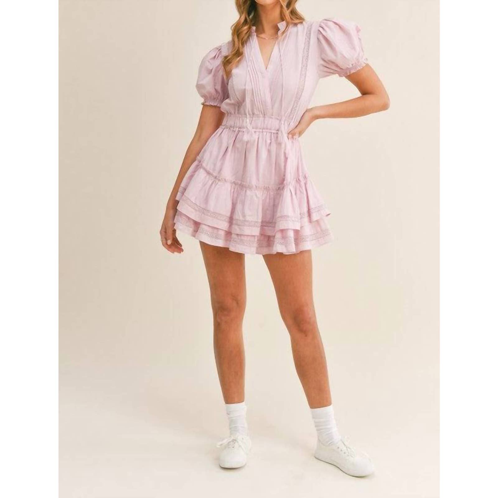 Designer MABLE Tatum Ruffle Mini Dress In Lavender | Grailed