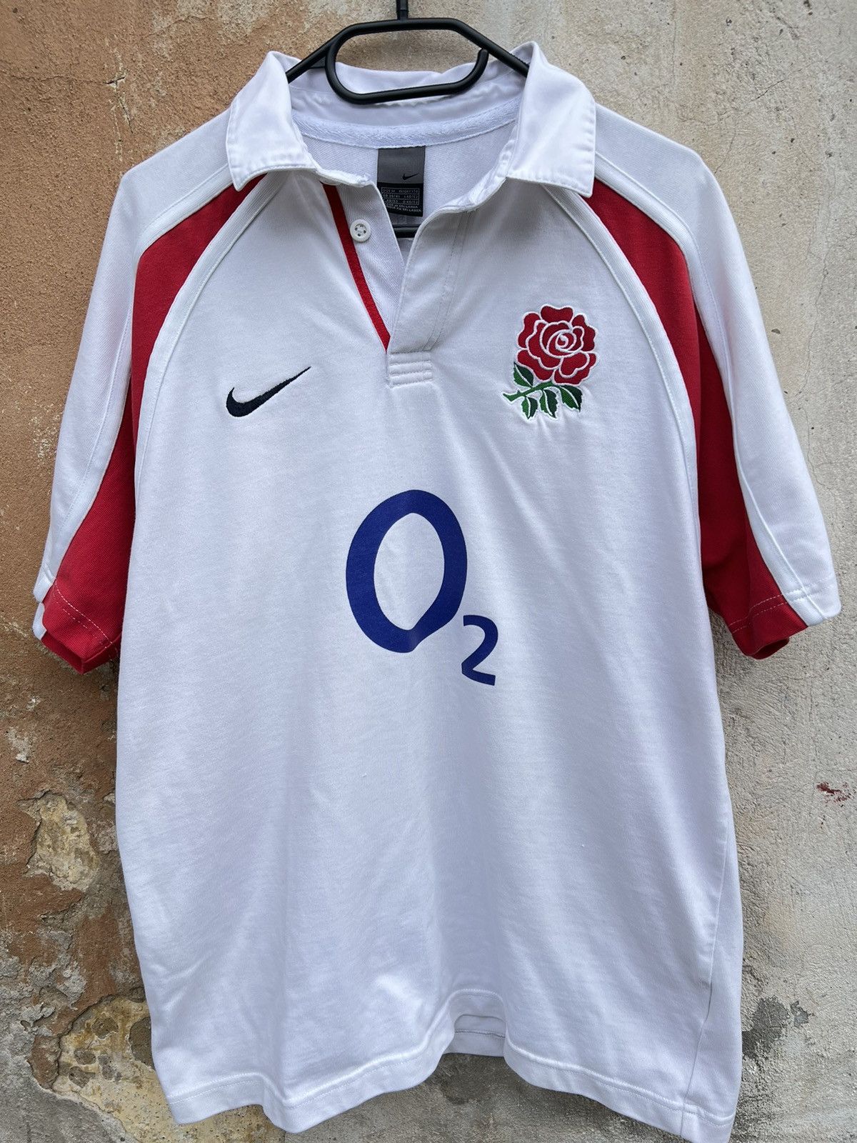 England Rugby League × Nike × Vintage Nike O2 England Rugby polo shirt ...