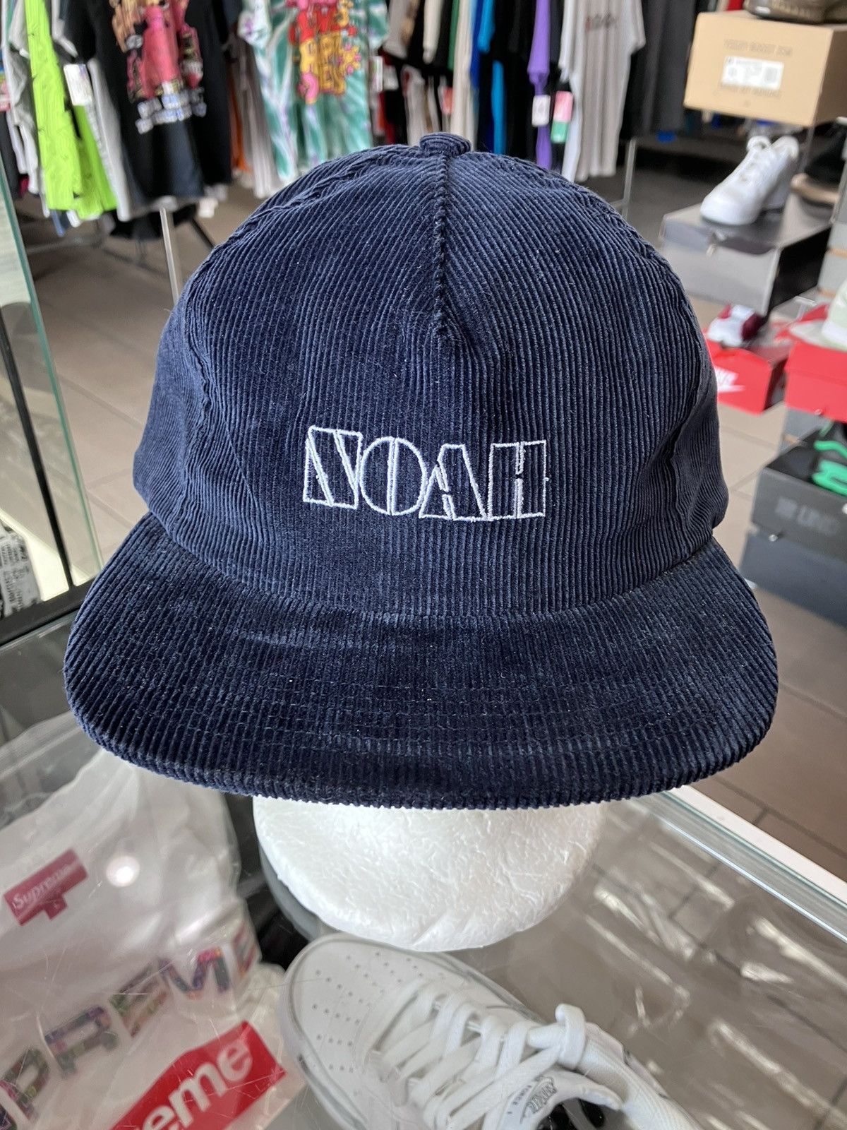 Noah Noah Navy Blue Corduroy Snapback Hat Cap | Grailed