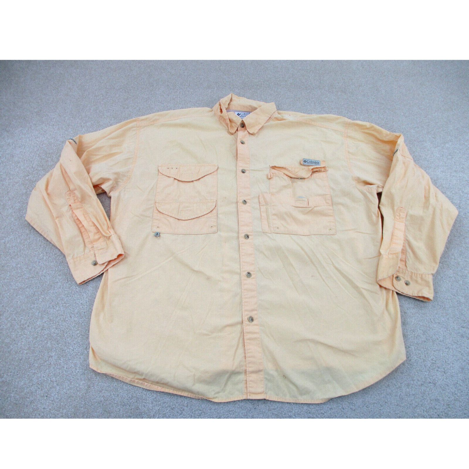 Vintage Columbia Shirt Adult Extra Large Yellow Button Up Outdoor Long ...