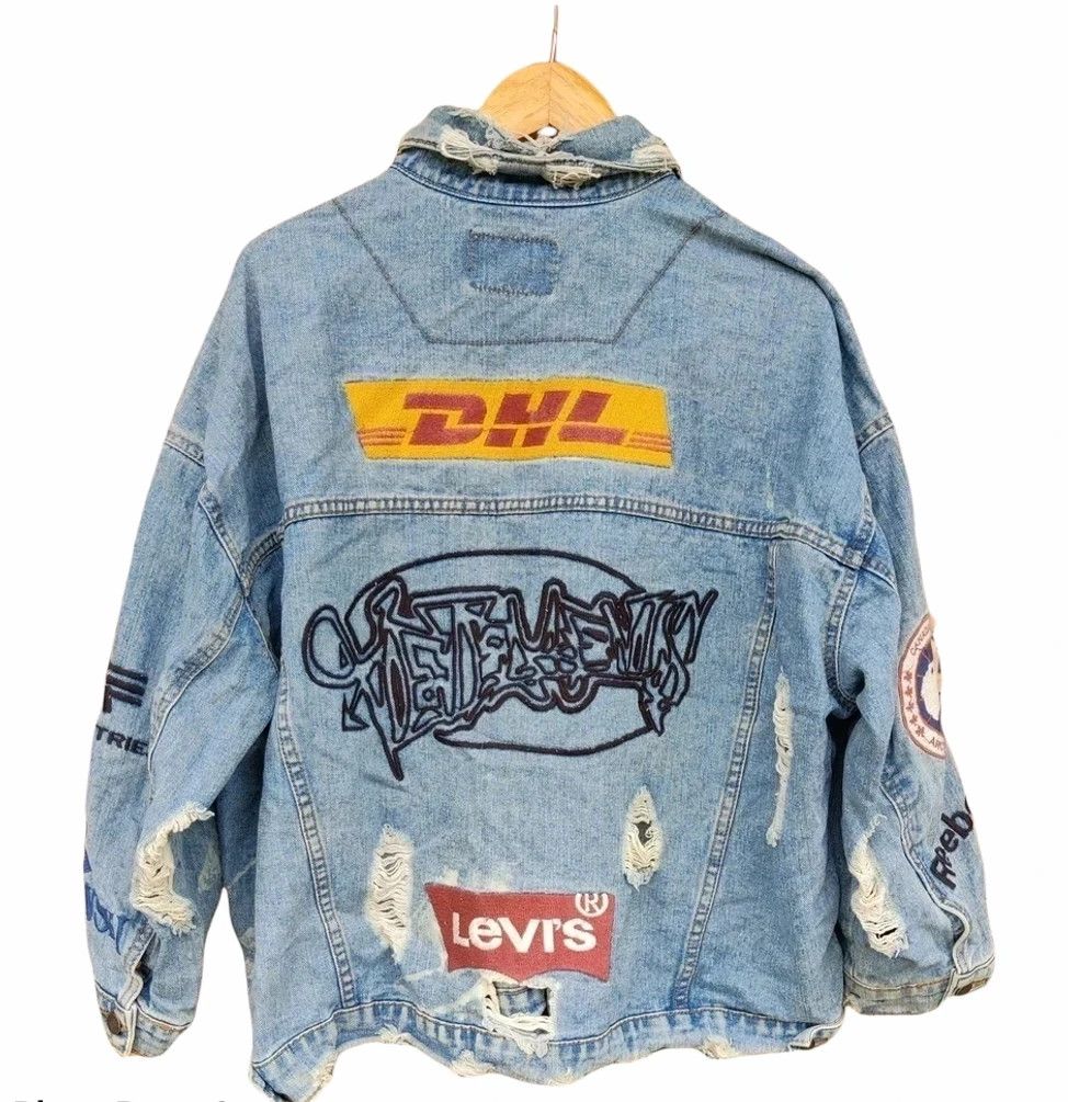 Distressed Denim FINAL DROP CUSTOM DISTRESSED EMBROIDERED BRAND JACKET ...