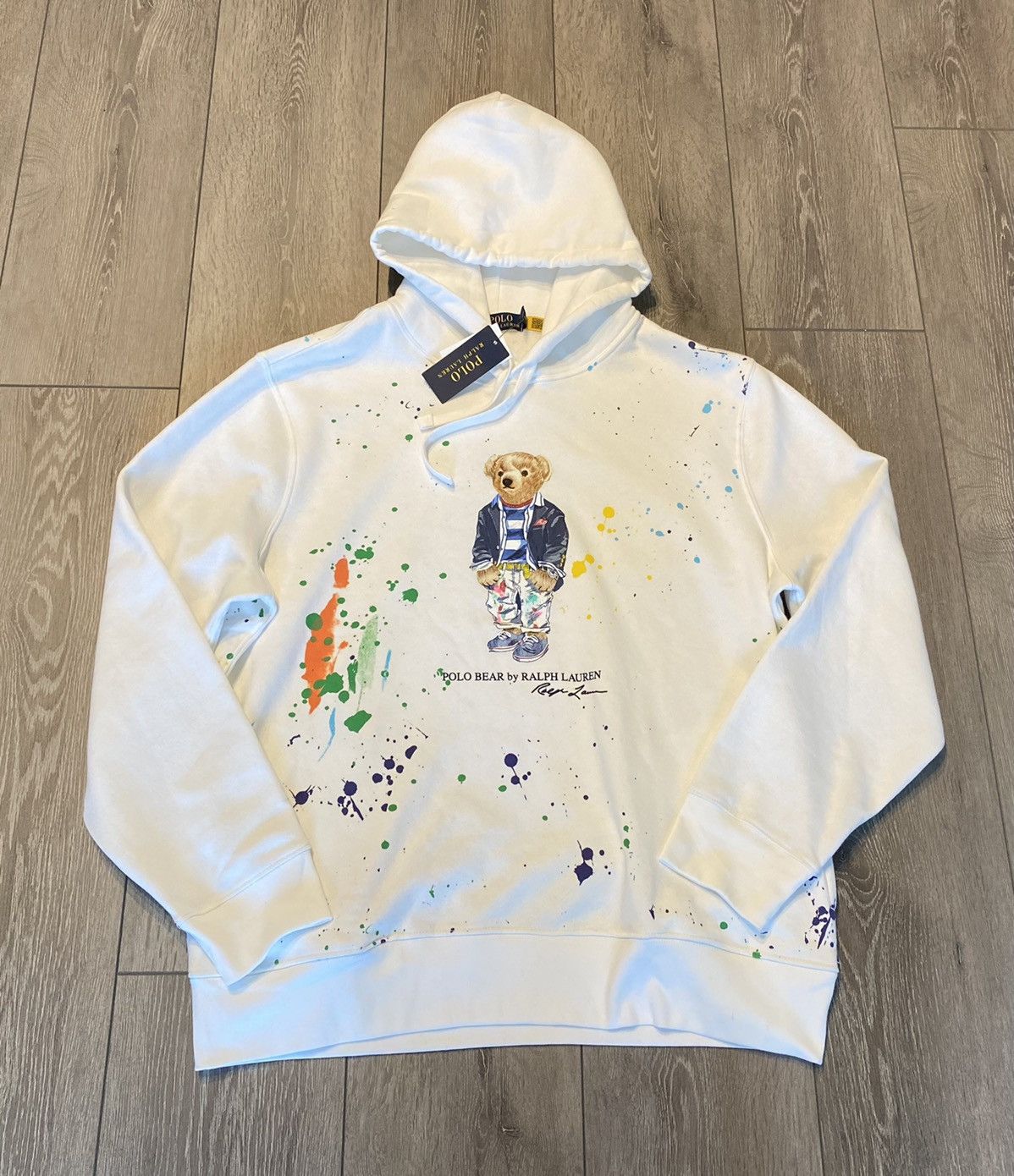 Polo Ralph Lauren Polo Ralph Lauren Paint Splatter Preppy Bear Hoodie ...
