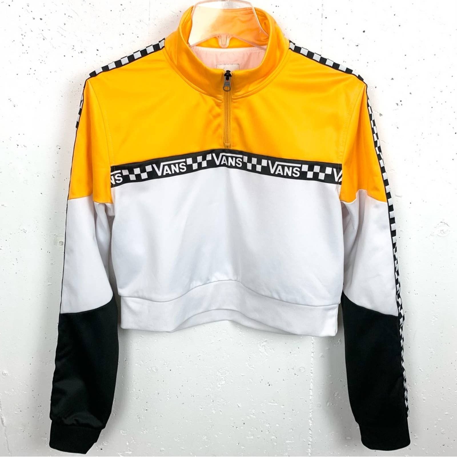 Vans Vans Womens Olympic Crop Track Jacket 1/4 Zip Yellow Logo | Grailed