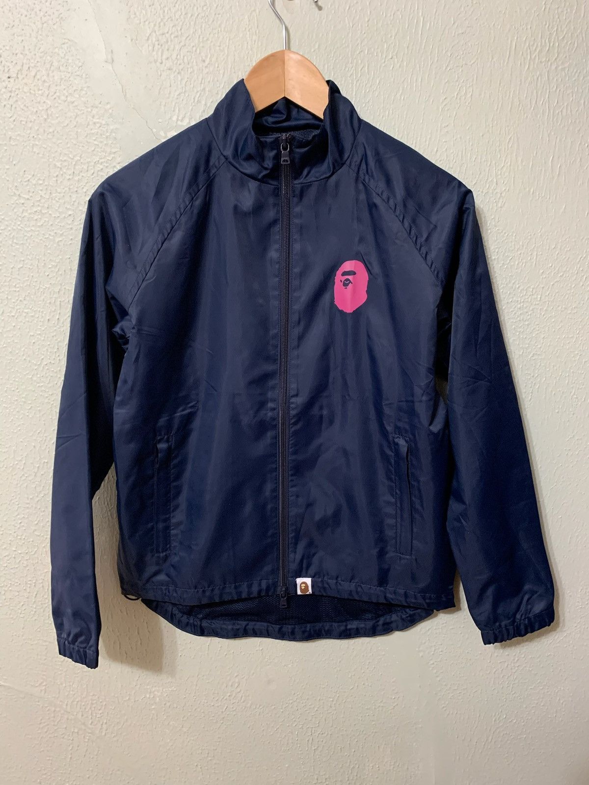 Bape Bape Pink Ape Navy Windbreaker Jacket | Grailed