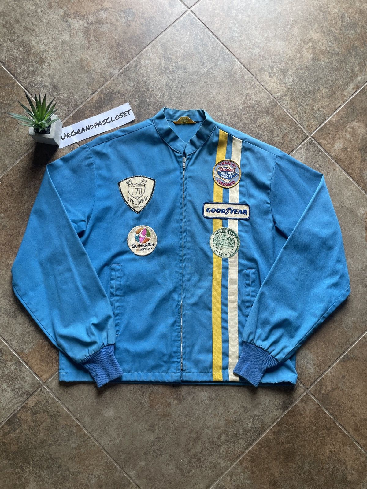Vintage Vintage 80’s/90’s Goodyear Racing Jacket w/ Patchwork Sz L ...
