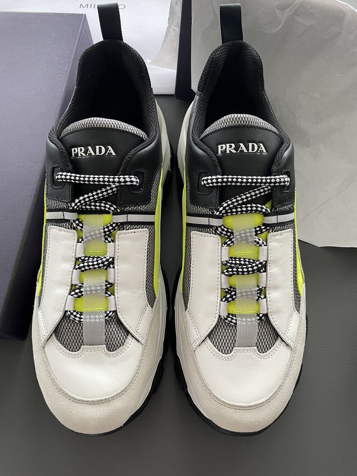 Prada Rare Limited Edition Logo Mid Top Leather Sneakers Brand New ...