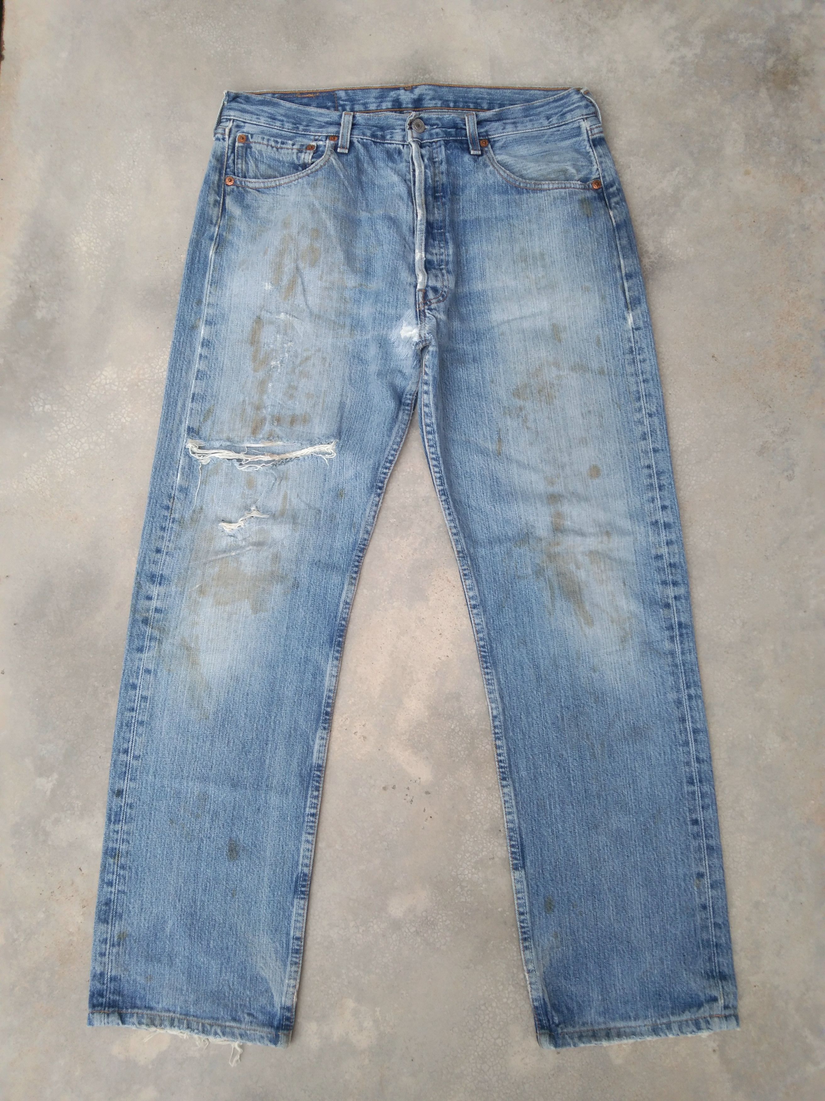 Levi's × Streetwear × Vintage 90s Light Wash Vintage Levi's 501 Distressed Jeans 34x30 | Grailed