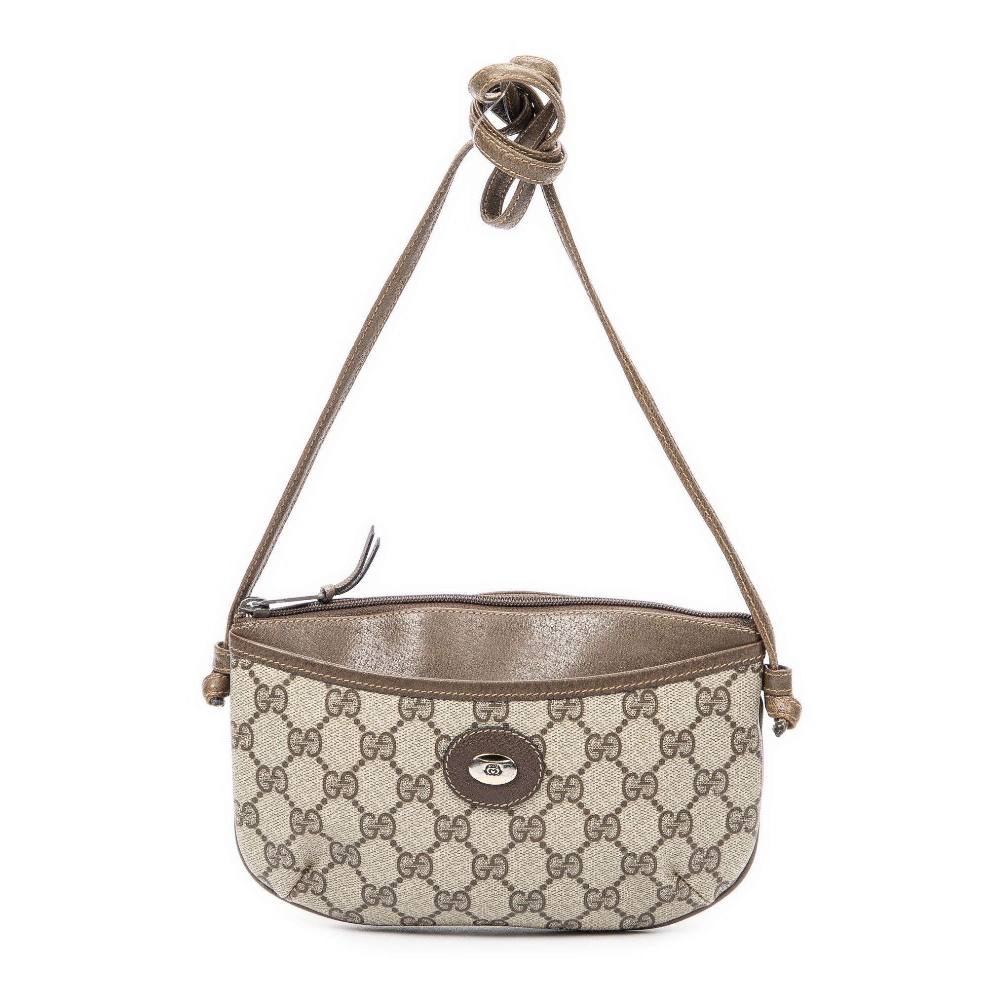 Gucci Accessory Collection Small Flat Crossbody in Beige/Brown Supreme ...