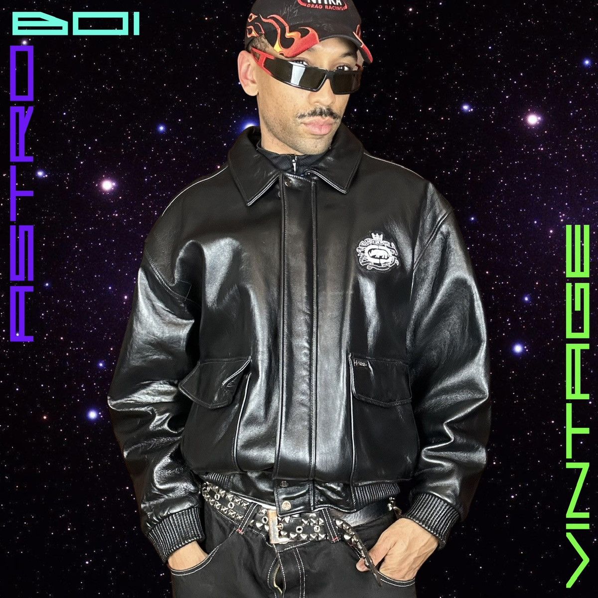 Vintage VINTAGE ECKO LEATHER BOMBER JACKET _ BLACK | Grailed