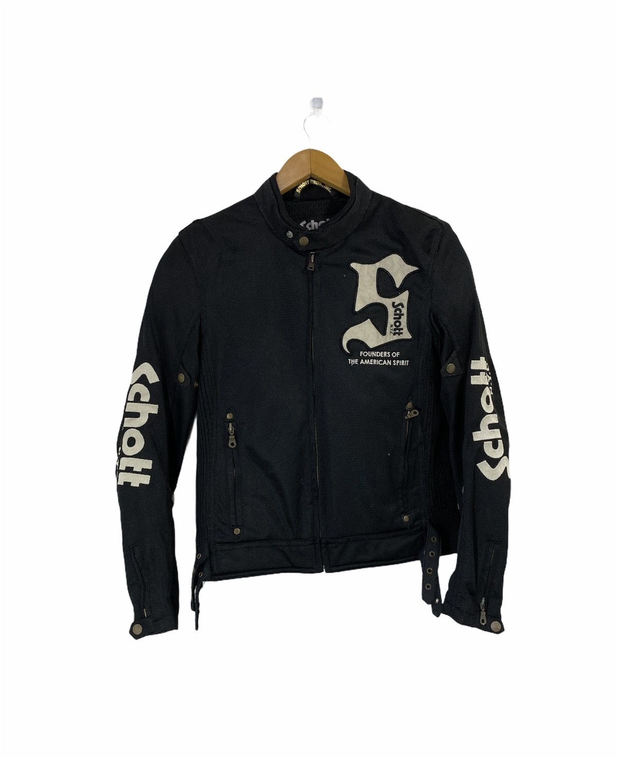 Schott Schott N.Y.C Biker Jacket Padding Big Logo Nice Design | Grailed