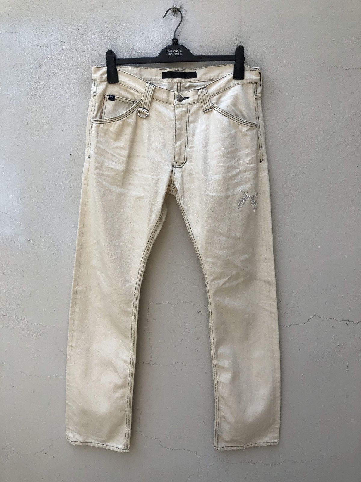 roarguns Roarguns Japan Distressed Selvedge Denim White Pant | Grailed
