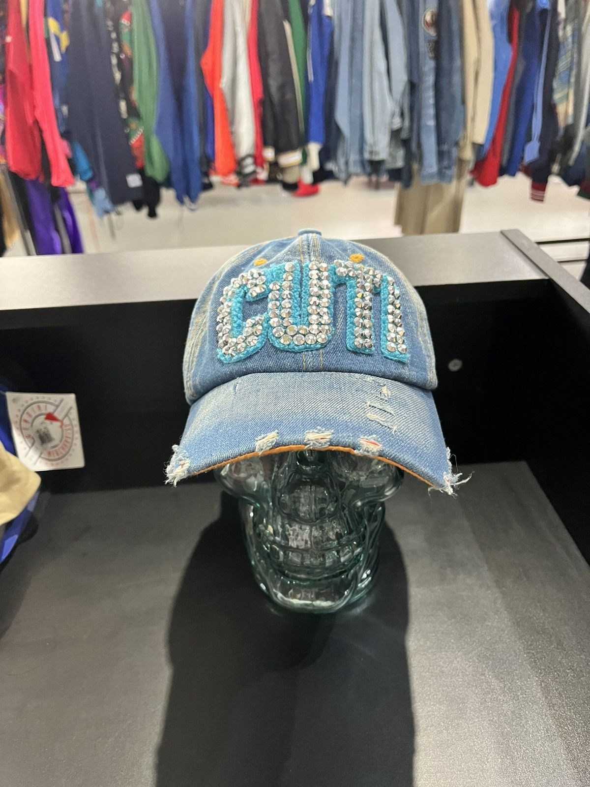 Vintage Vintage Y2K 2000s Cuti Bedazzled Denim Baseball Cap Hat | Grailed