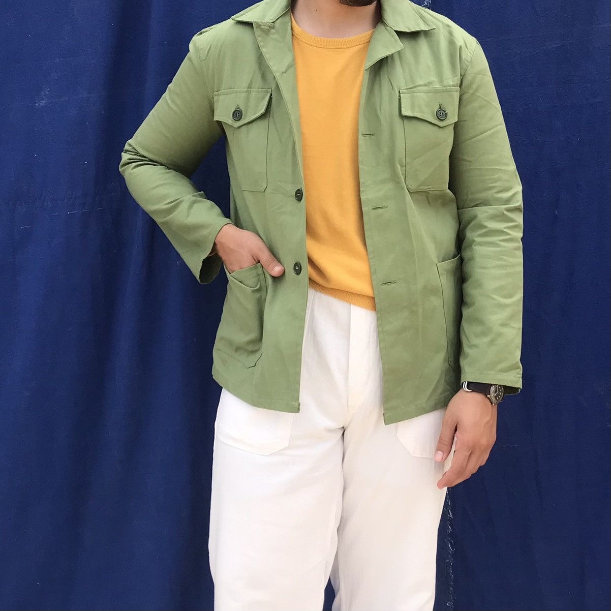 Vintage LIME GREEN COTTON CANVAS WORK JACKET | Grailed