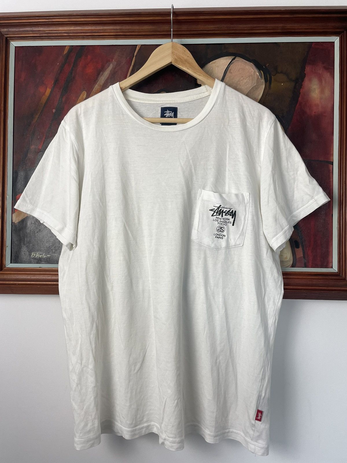 Vintage Stussy Vintage Pocket Tee World Tour White Streetwear Hype ...