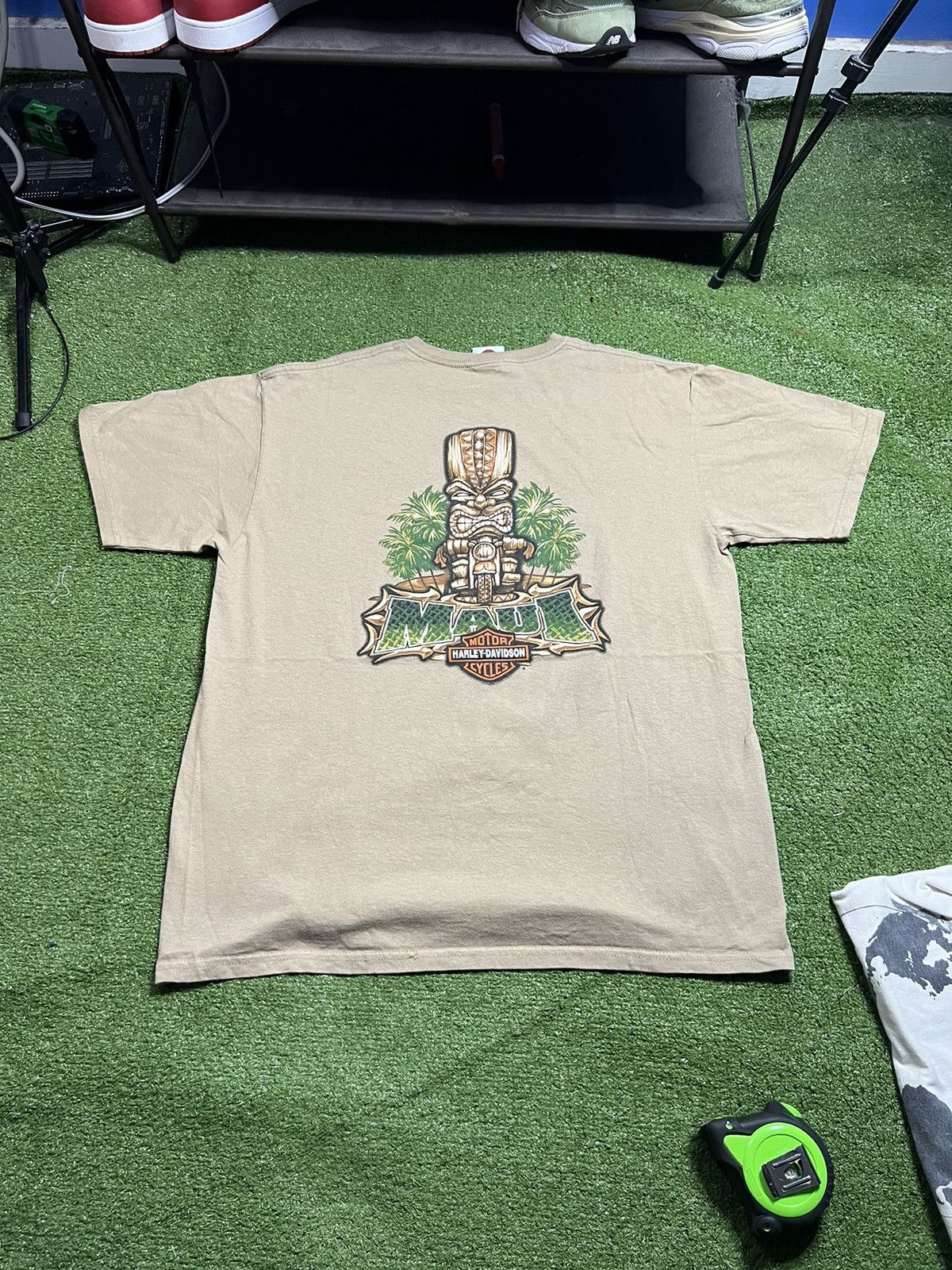 Vintage vintage harley davidson maui beige tiki shirt | Grailed