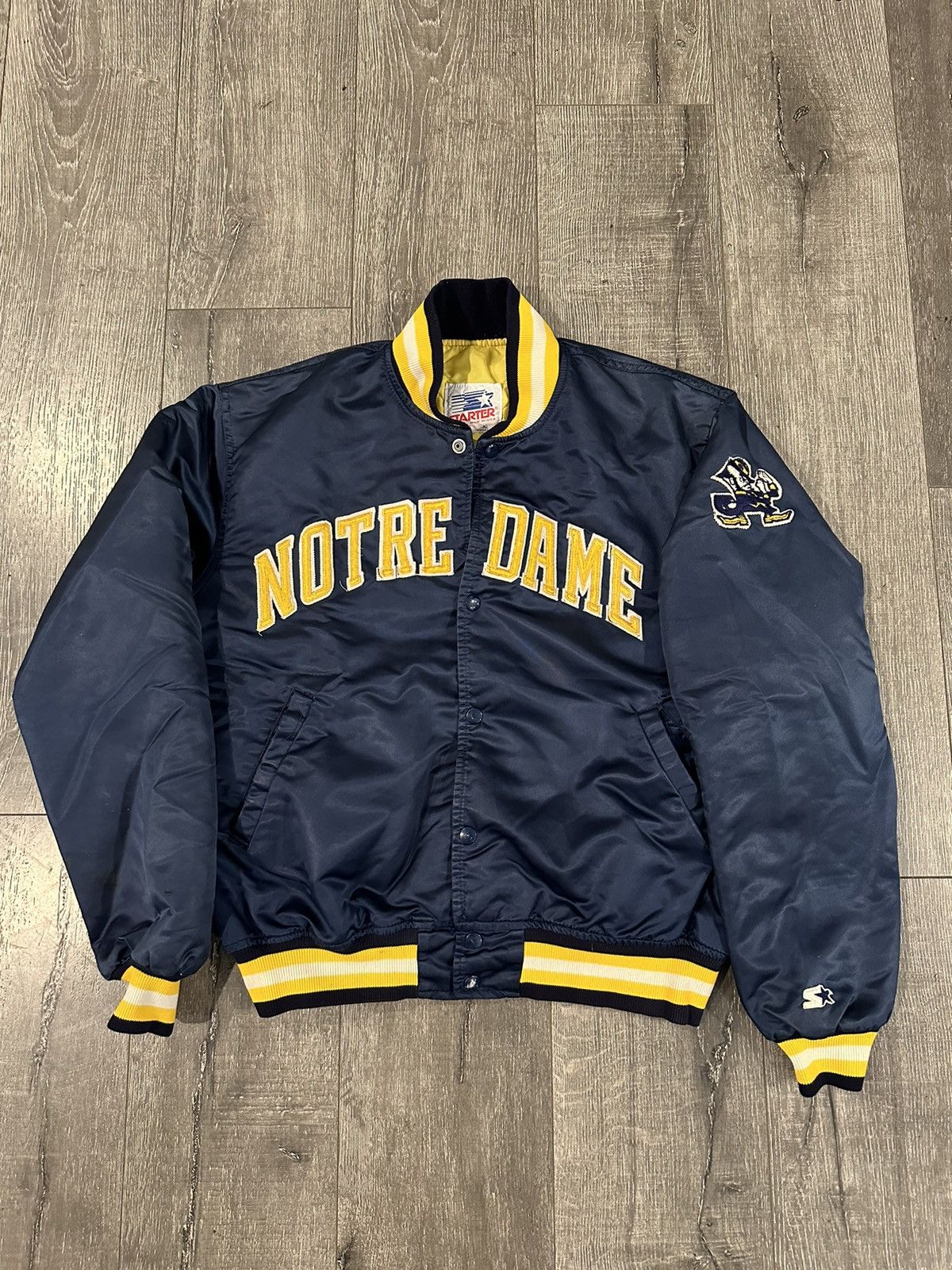 Vintage 1980s Vintage Notre Dame Starter Satin Jacket | Grailed