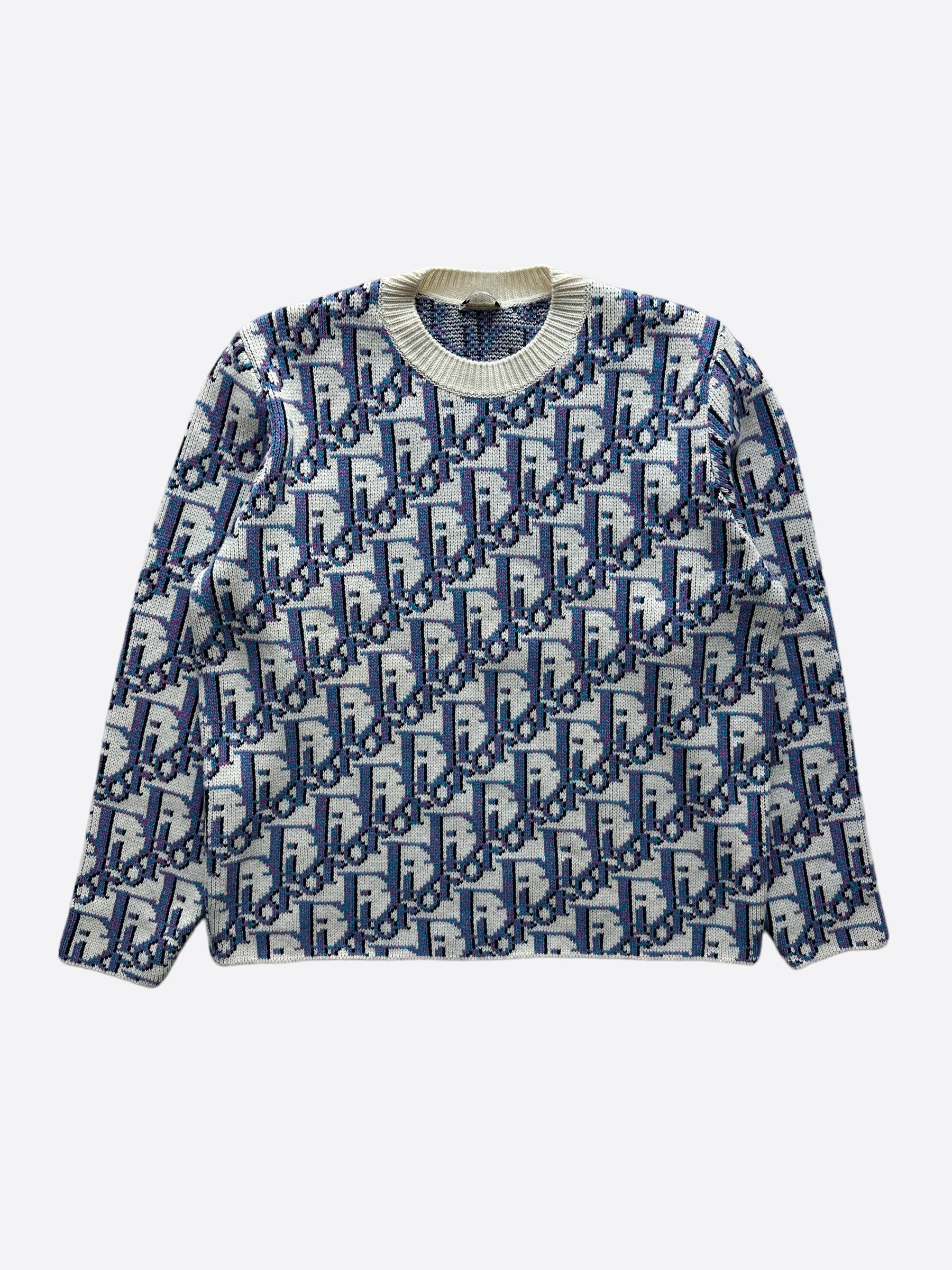 Dior Dior Blue & Purple Oblique Knit Sweater | Grailed