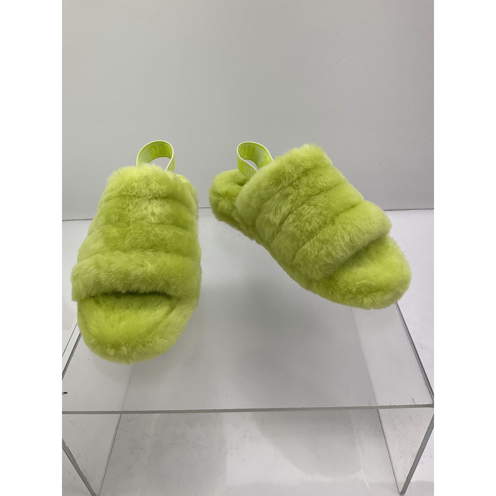Ugg UGG Fluff Neon Green Sheepskin Fur Slingback Slide Sandals 8 | Grailed