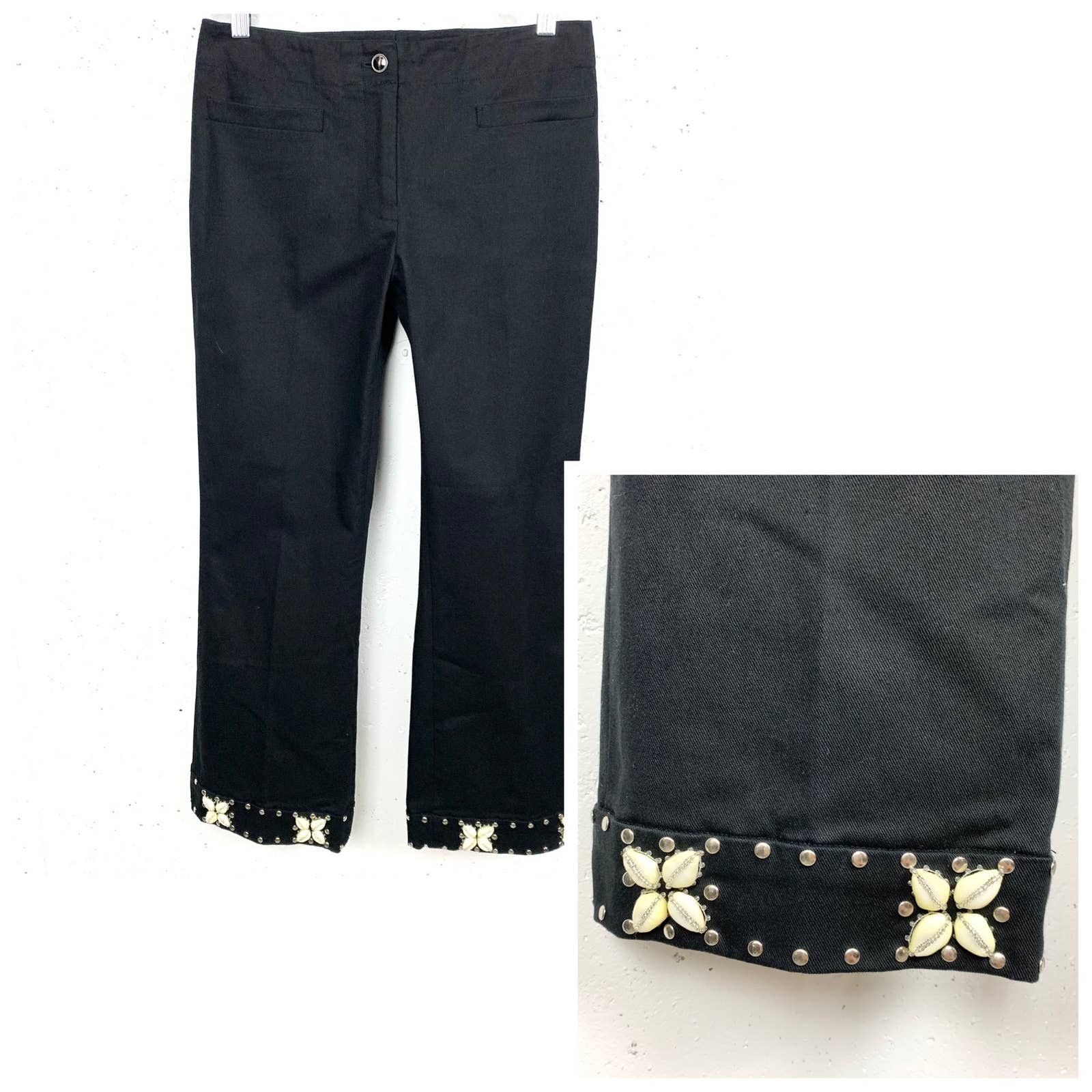 Other Etcetera Womens Puka Shell Rivet Cuff Cropped Pants Cotton | Grailed