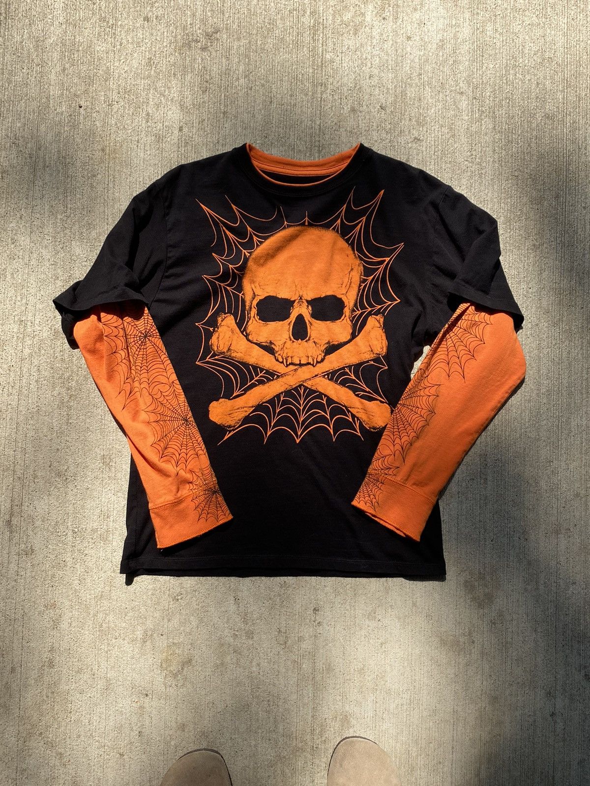 Streetwear Layered Skull Graphic T-Shirt | Grailed