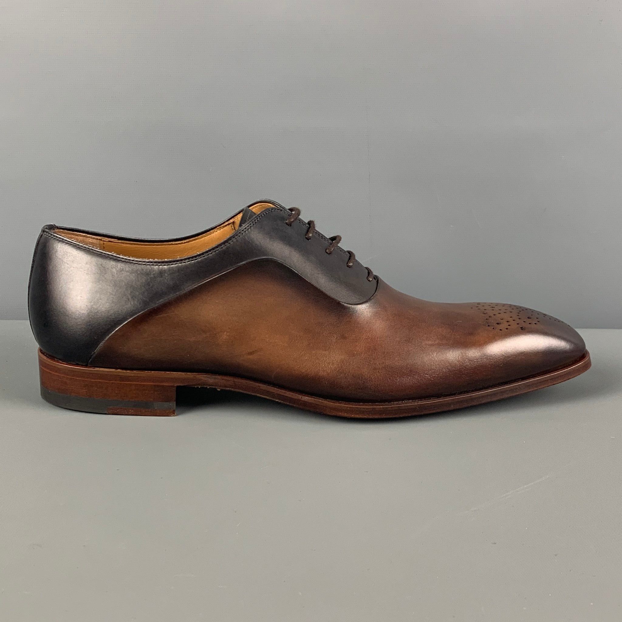 Magnanni Brown Black Ombre Leather Lace Up Shoes | Grailed