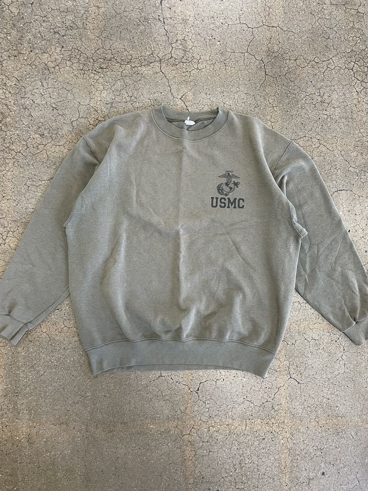Usmc × Vintage Vintage 80s USMC Marine Corps Green Crewneck Sweatshirt ...