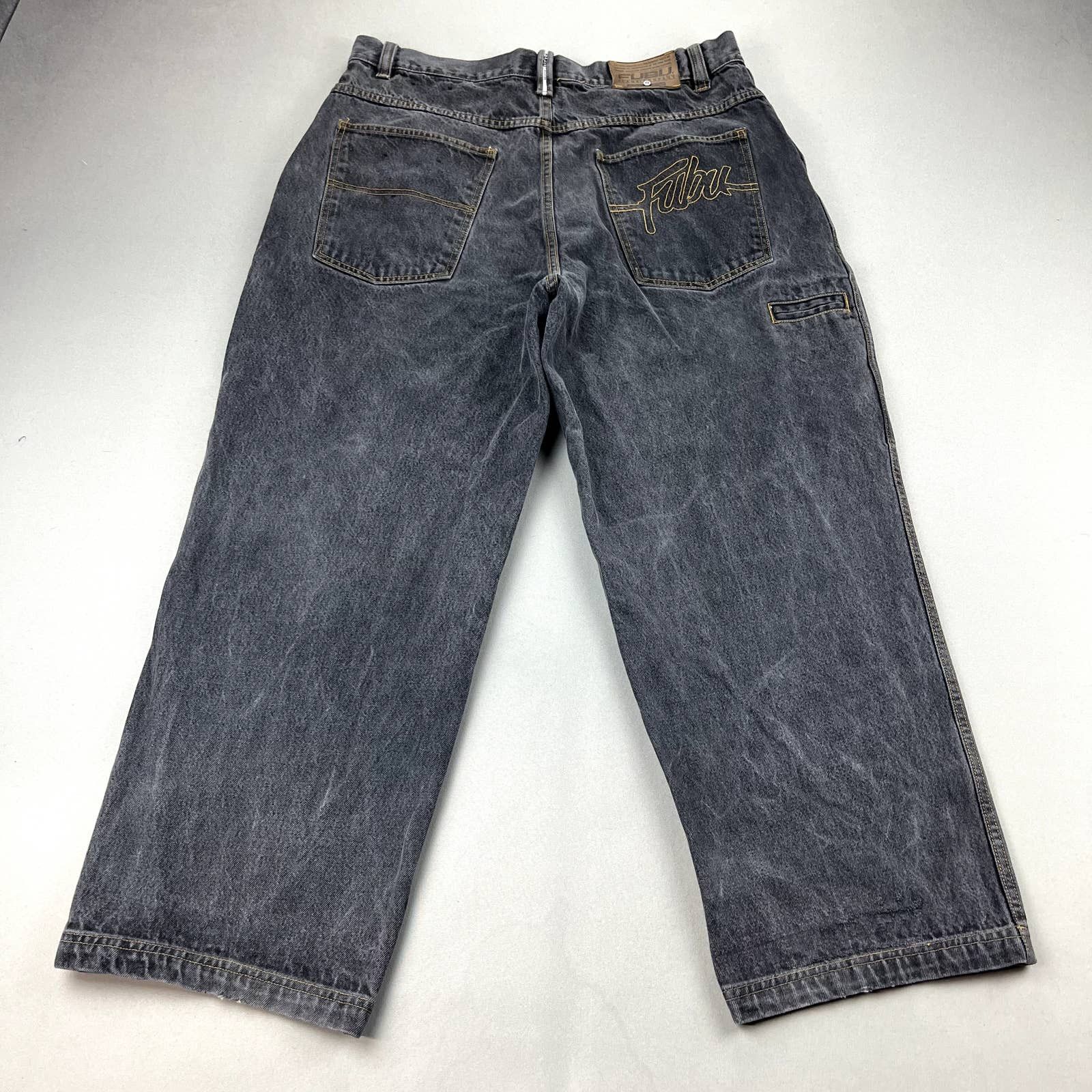 Vintage Vintage FUBU Jeans Mens 38 Gray Denim Baggy Fit Hip Hop 90s | Grailed