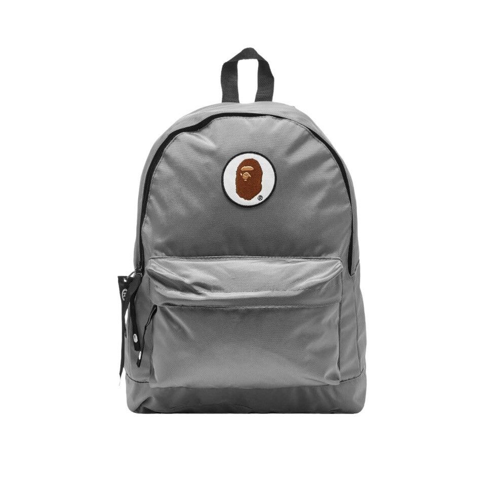Bape 🔥OG BAPE Happy New Year Ape Head Patch Backpack Grey | Grailed
