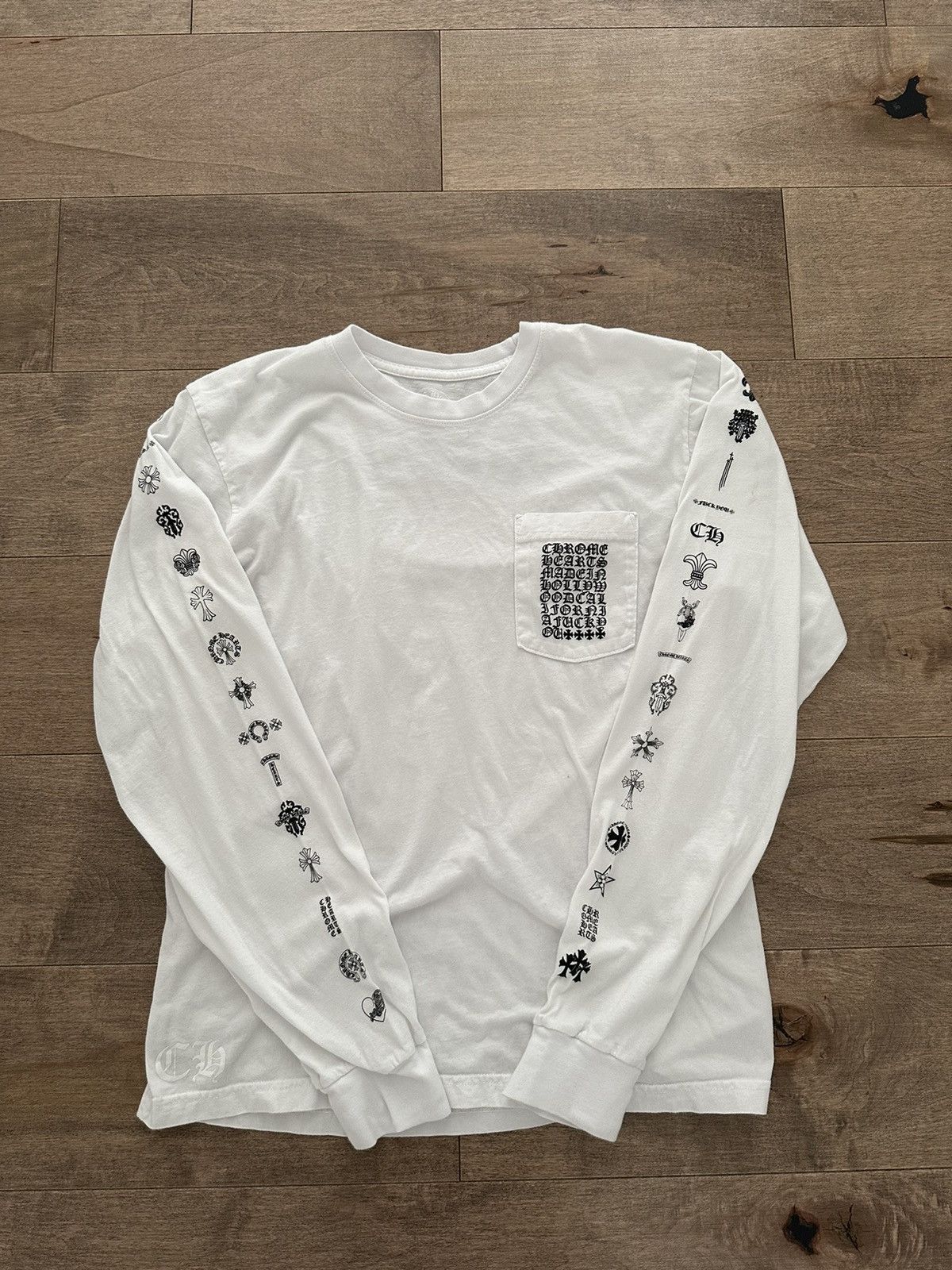 Chrome Hearts Chrome Hearts Long Sleeve White Large Cross Tatoo | Grailed