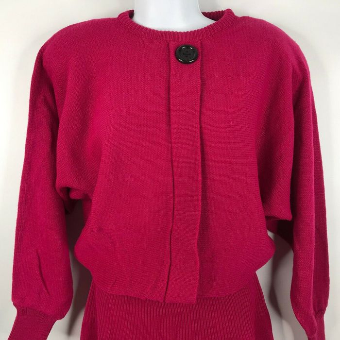 Vintage 80s Darian Raspberry Pink Sweater Dress | Grailed