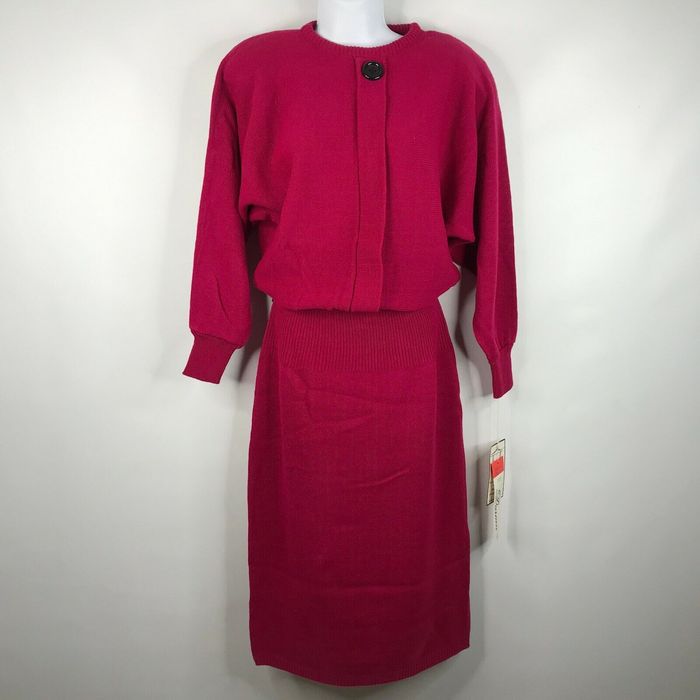 Vintage 80s Darian Raspberry Pink Sweater Dress | Grailed