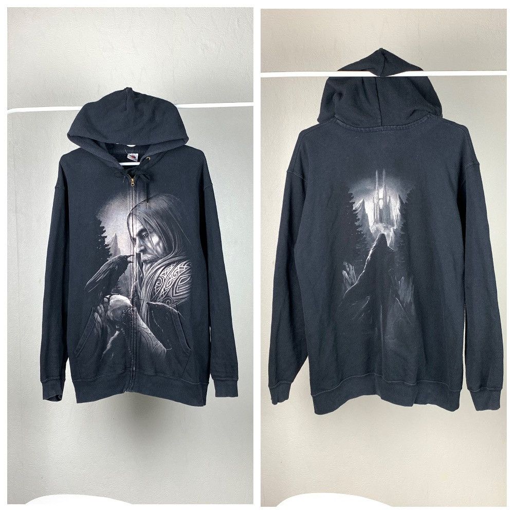 Vintage Art Hoodie Rare Knight Wither Graphic Art Hoodie Crow Art | Grailed