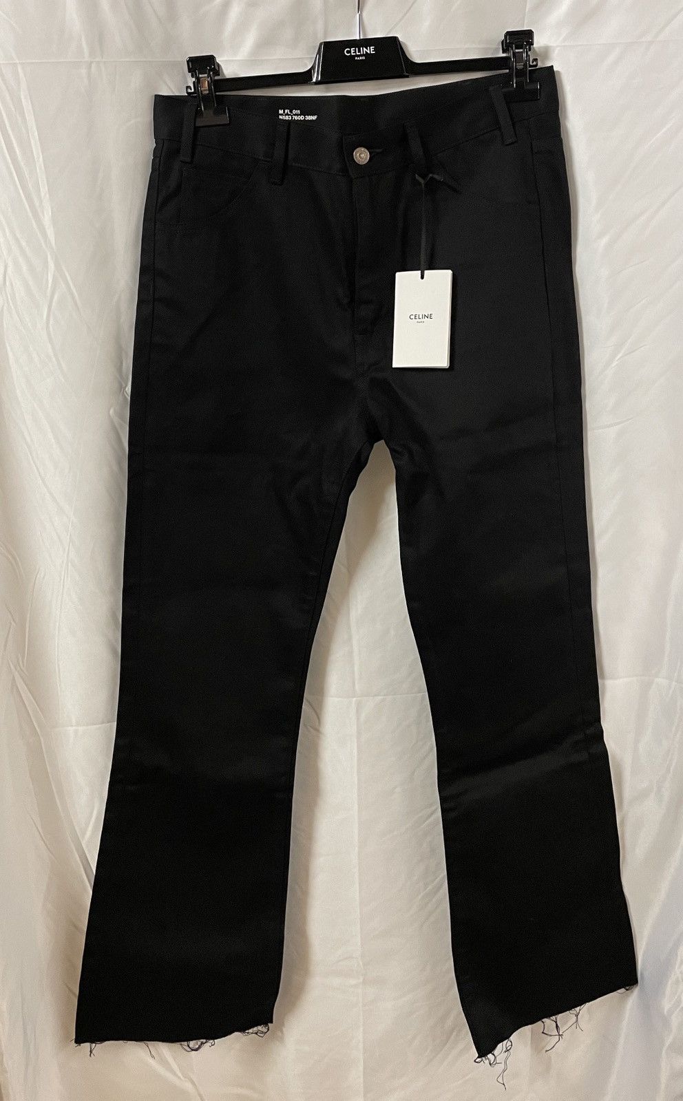 Celine FW21 RAW HEM BLACK DENIM DYLAN FLARED JEANS | Grailed