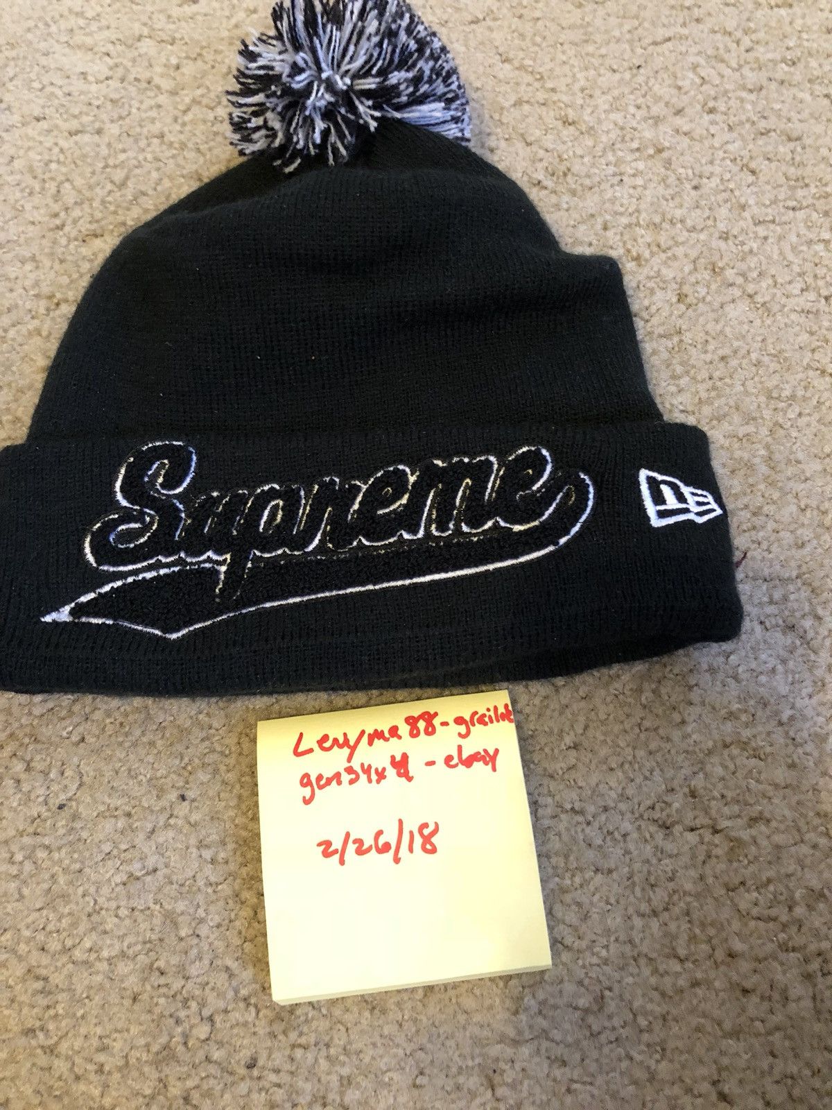 Supreme Black Cursive Logo Beanie | Grailed