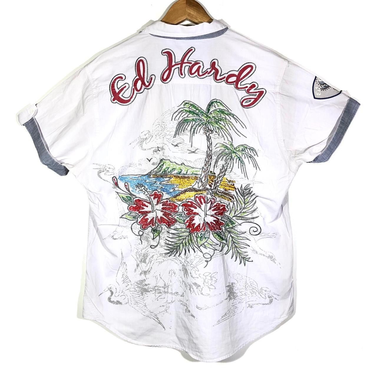 Ed Hardy Chemise Surfer Graphique Brodée Vintage 2000’s Ed Hardy | Grailed