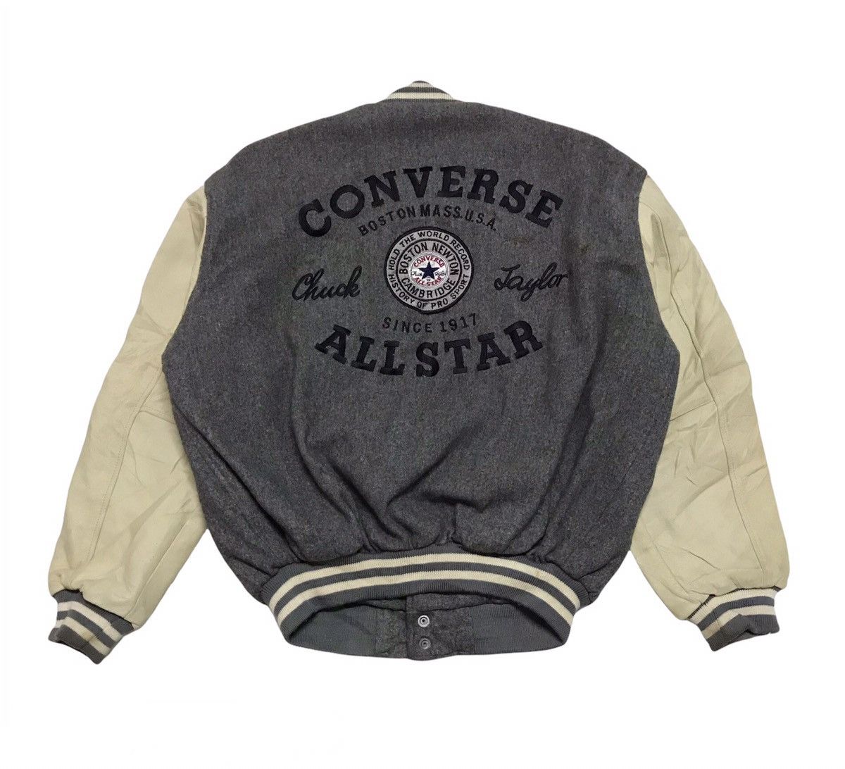 Converse × Varsity Jacket × Vintage Vtg Converse Embroidery Wool Leater ...