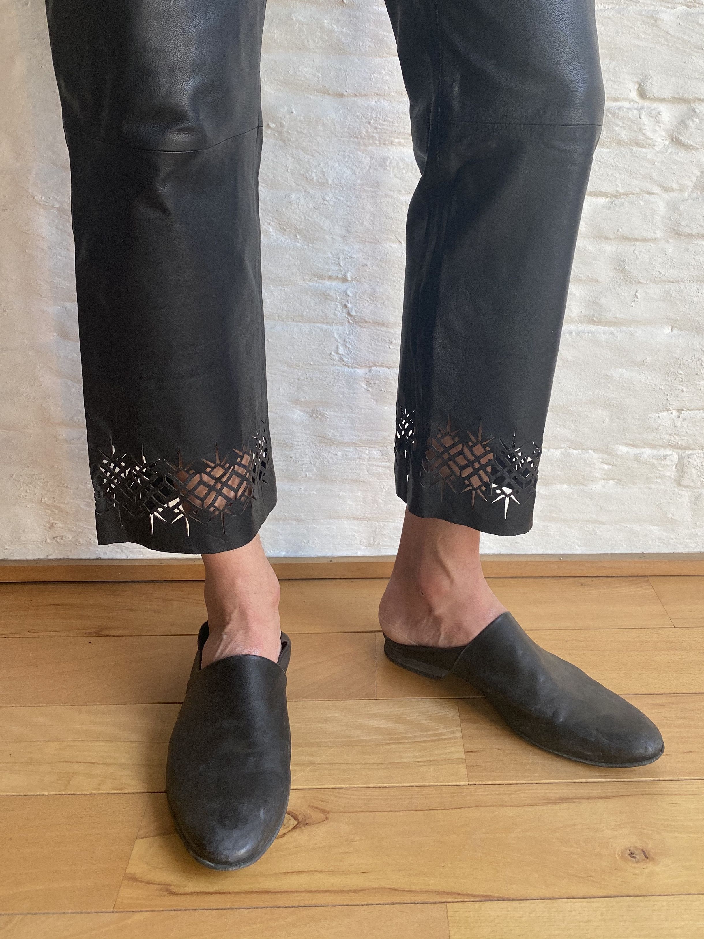 Haider Ackermann RTP$3000 Leather Laser Cut Pants | Grailed