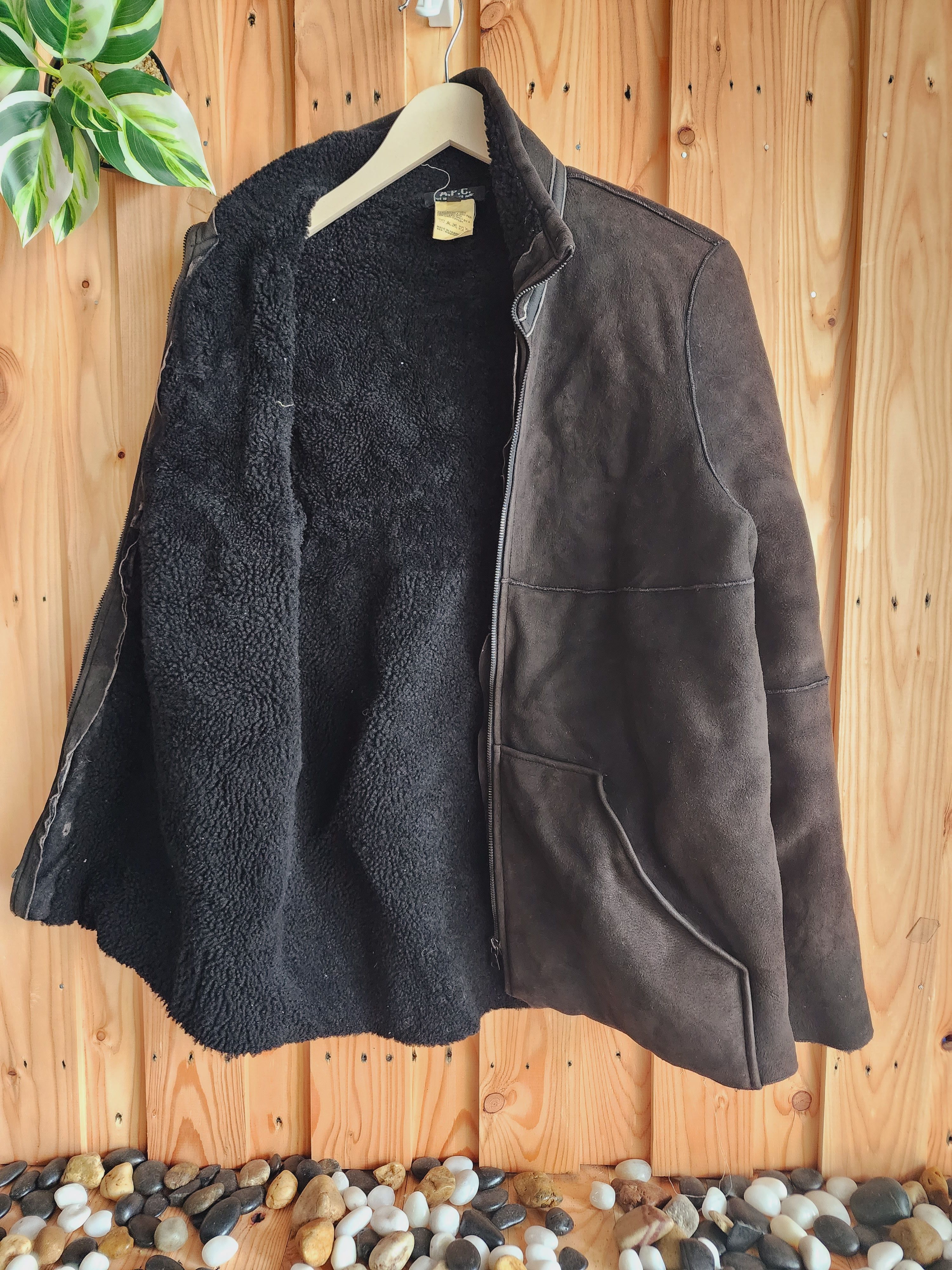 A.P.C. APC Wax Leather Fleece Jacket | Grailed