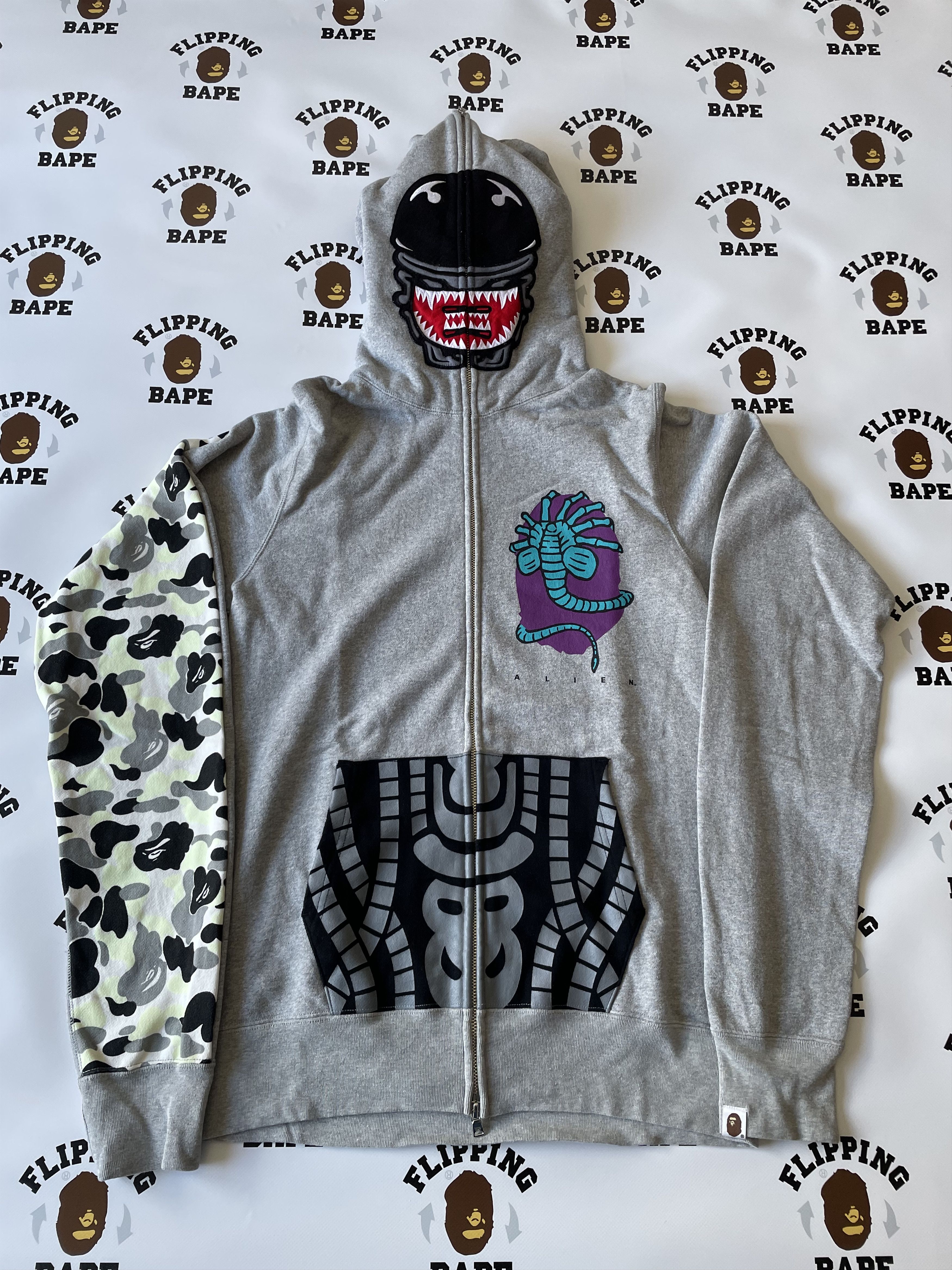 Bape BAPE X ALIEN FULL ZIP HOODIE | Grailed