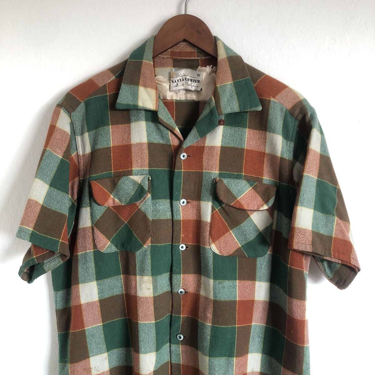 Vintage Vintage 1950s flannel shirt loop collar wool board 50s mens ...