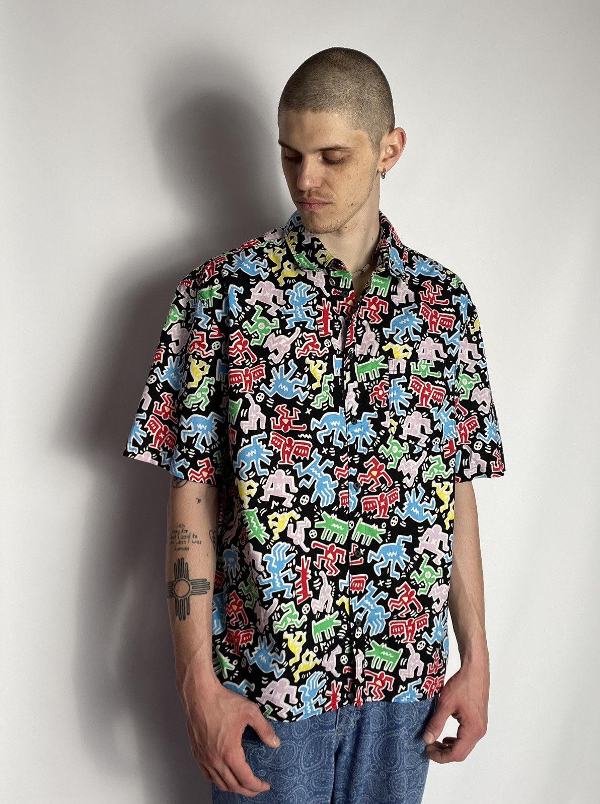 H&M × Keith Haring Vintage Keith Haring x H&M All Over Printed Button ...