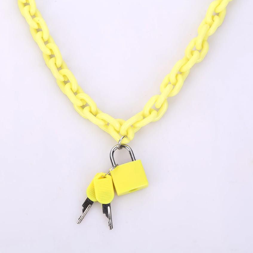 Streetwear Yellow Lock & Key Necklace 20 INCHES | Grailed